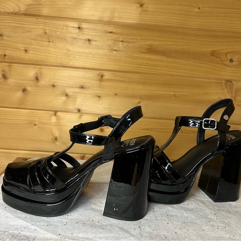 Madden Nyc Black Patent Platform Block Heel Strappy H… - Gem